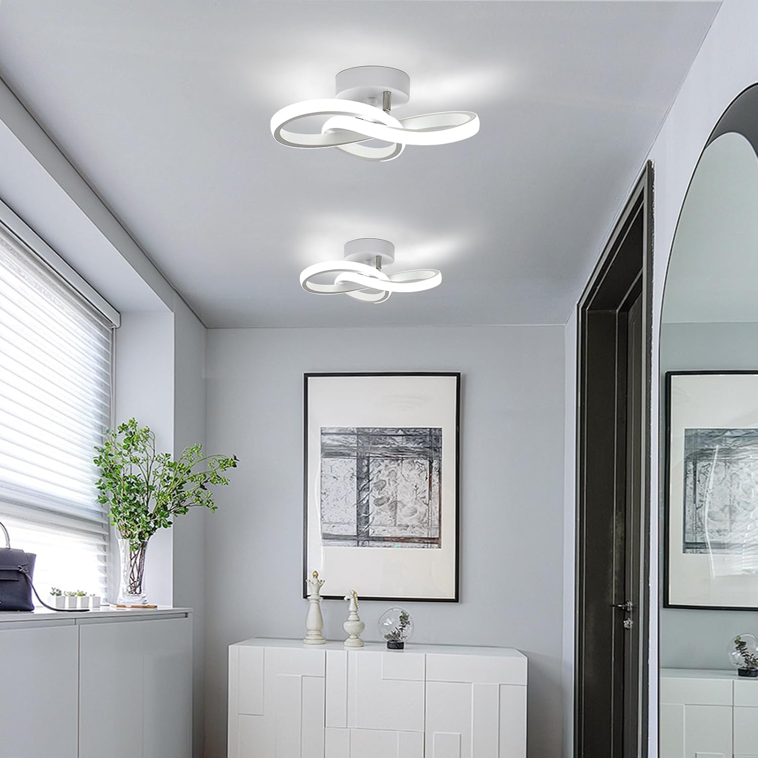 Lampa de tavan LED Goeco, 30W, 3375LM, alba, 30CM, Lumina in trei ...