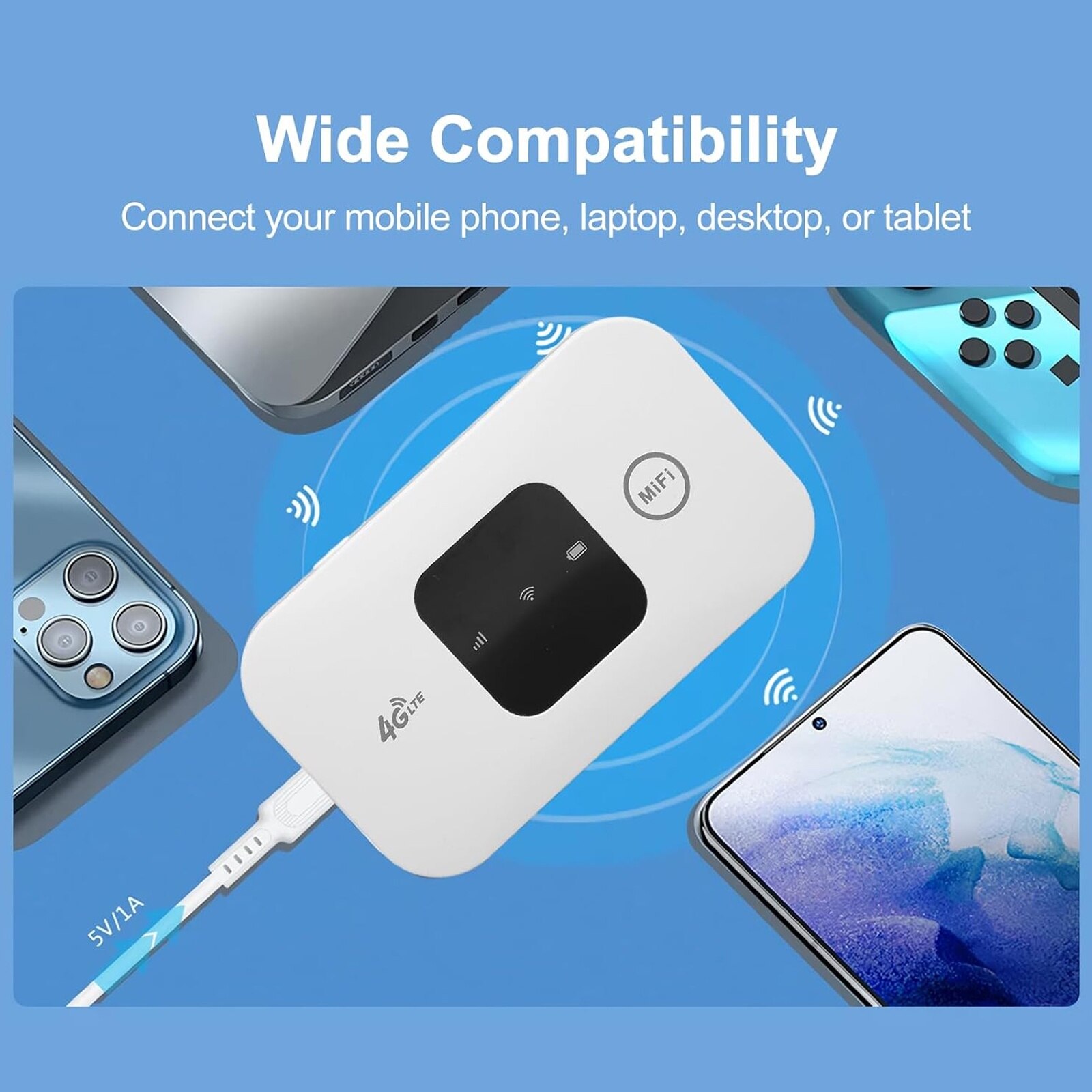 Modem USB WiFi 4G, NUODWELL, Cu baterie 2100mAh si slot SIM, 150Mbps ...