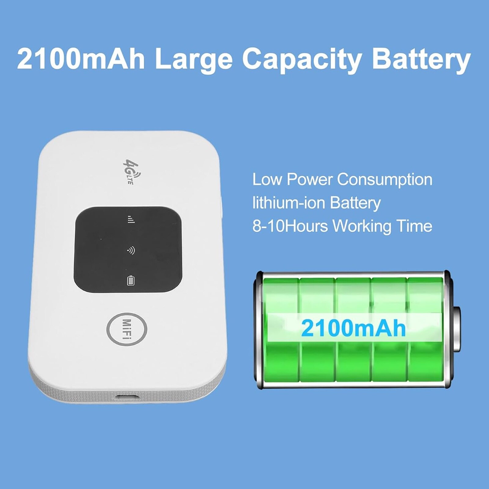 Modem USB WiFi 4G, NUODWELL, Cu baterie 2100mAh si slot SIM, 150Mbps ...