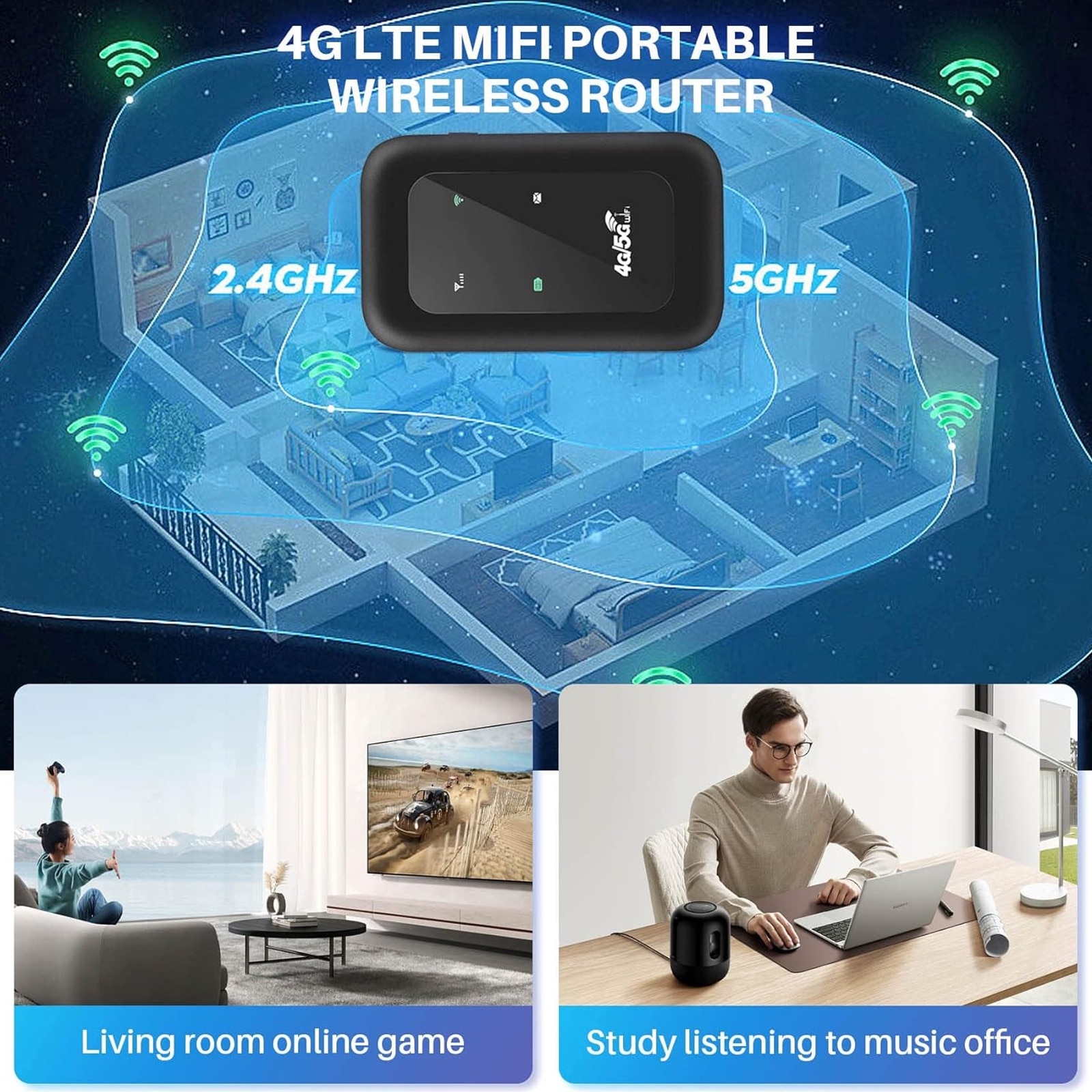 Modem USB WiFi 4G, NUODWELL, Cu baterie 2100mAh si slot SIM, 150Mbps ...