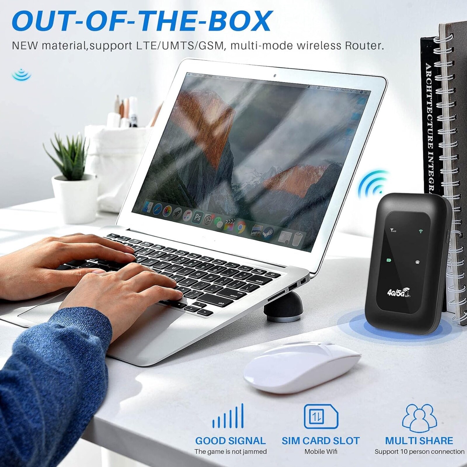 Modem USB WiFi 4G, NUODWELL, Cu baterie 2100mAh si slot SIM, 150Mbps ...