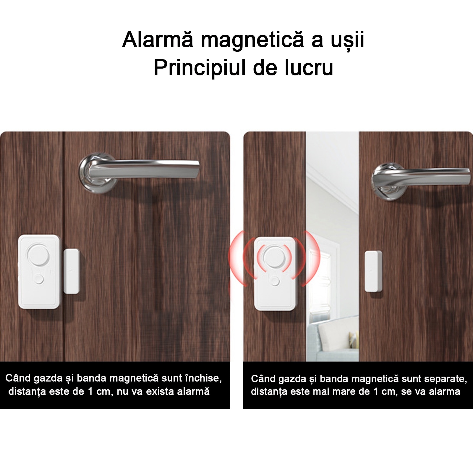 Mágneses ajtó- és ablakriasztó, gyermekbiztonsági, fehér - eMAG.hu