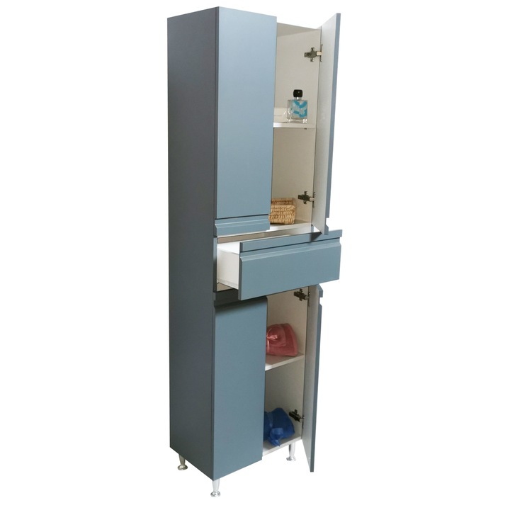 Dulap baie tip coloana BadenMob, seria 786, cu 4 usi, 1 sertar, MDF ...