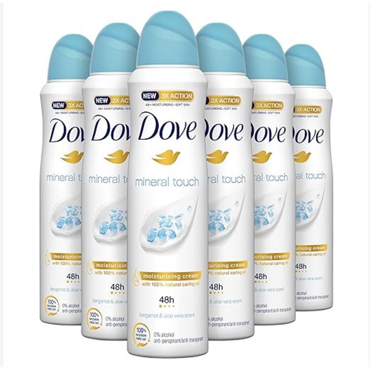Set 6X Deodorant antiperspirant spray Dove Mineral Touch, 150 ml - eMAG.ro