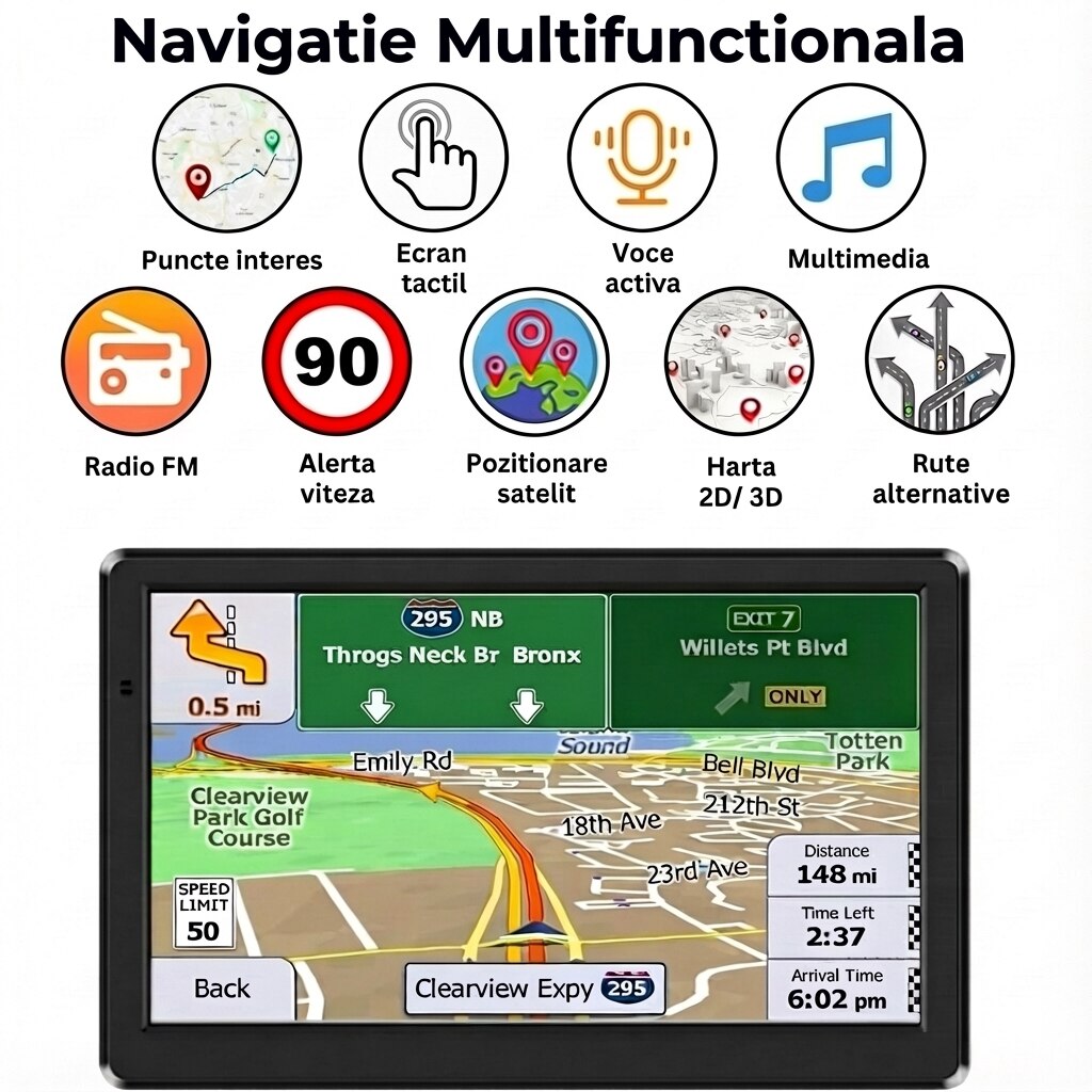 Navigatie GPS Portabila XPQKDC® X20-1, Ecran Tactil HD 7 inch, Harti ...