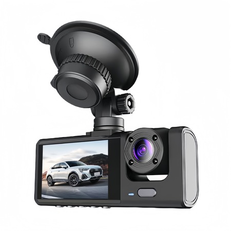 Camera auto DVR, 3 lentile, viziune nocturna, rezistenta la apa, 1080P ...