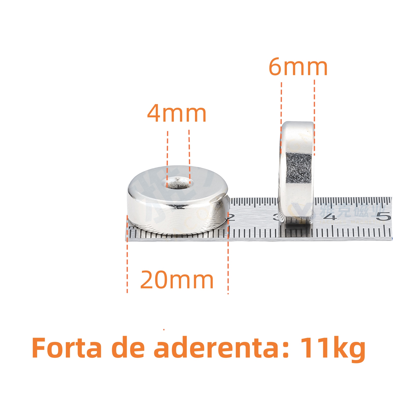 Set 6 Magnet oala neodim 20mm cu orificiu, enkourakoko®, Argintiu - eMAG.ro