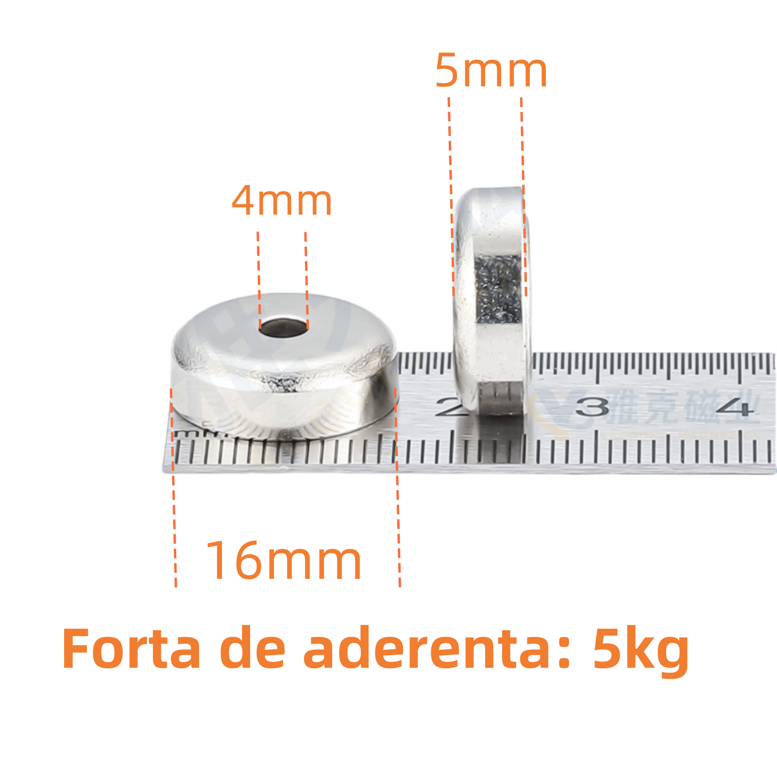 Set 8 Magnet oala neodim 16mm cu orificiu, enkourakoko®, Argintiu - eMAG.ro