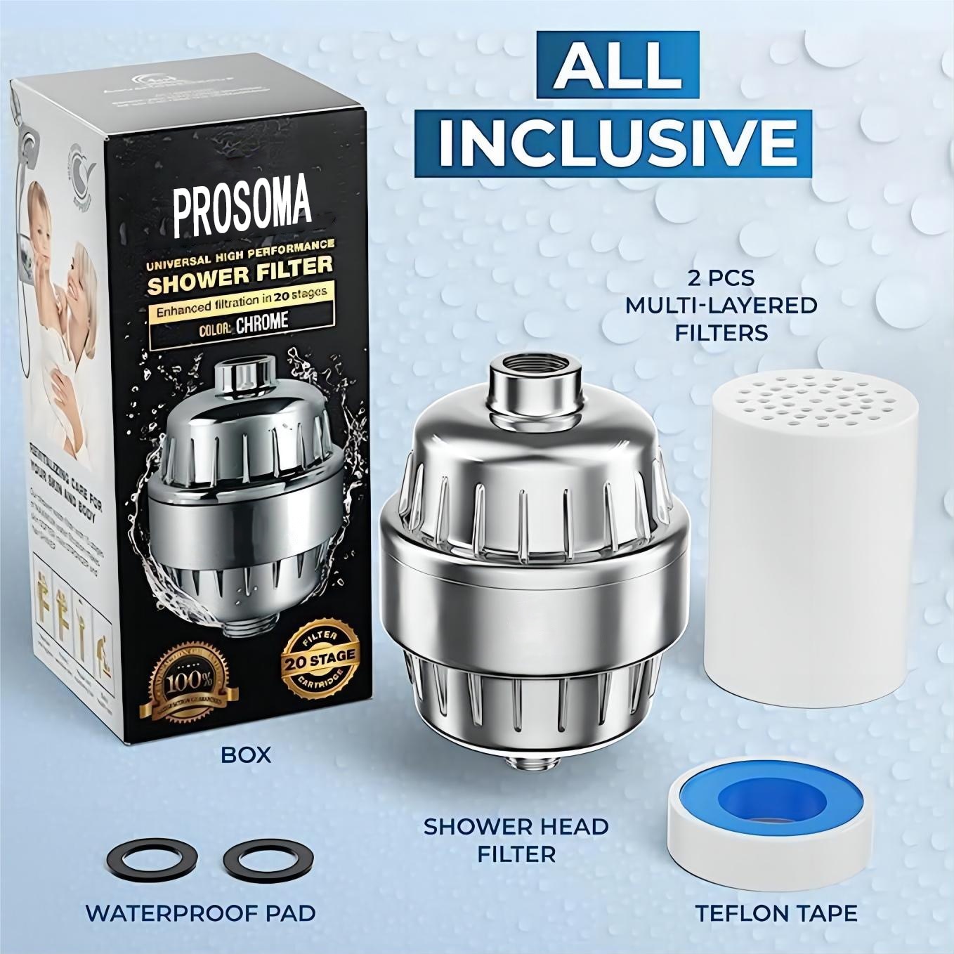 Filtru de apa pentru dus cu 20 de stagii de filtrare, infuzie de ...