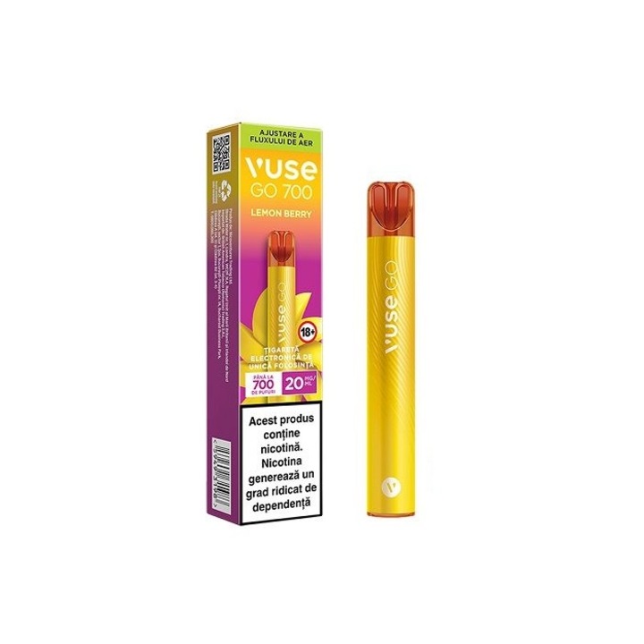Tigara electronica de unica folosinta, Vuse GO 700 - Lemon Berry, 2ml ...