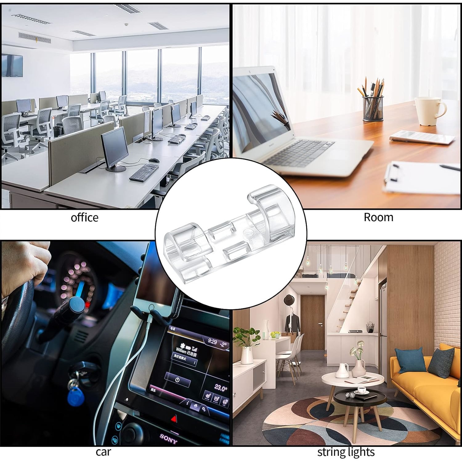 Set 80 organizatoare cabluri, autoadezive, montare pe perete, negru ...