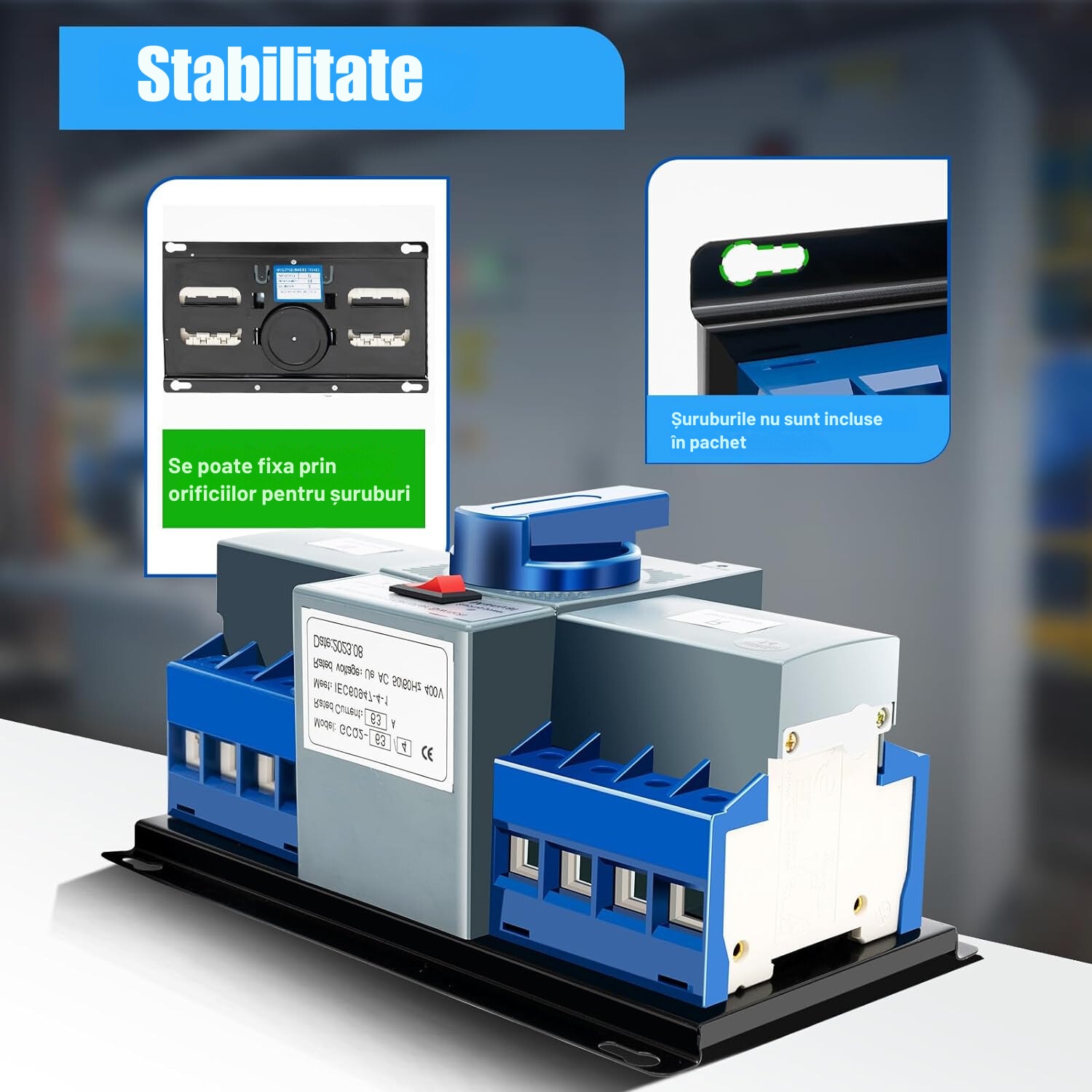Comutator de transfer automat trifazic 4P retea sau sursa auxiliara ATS ...