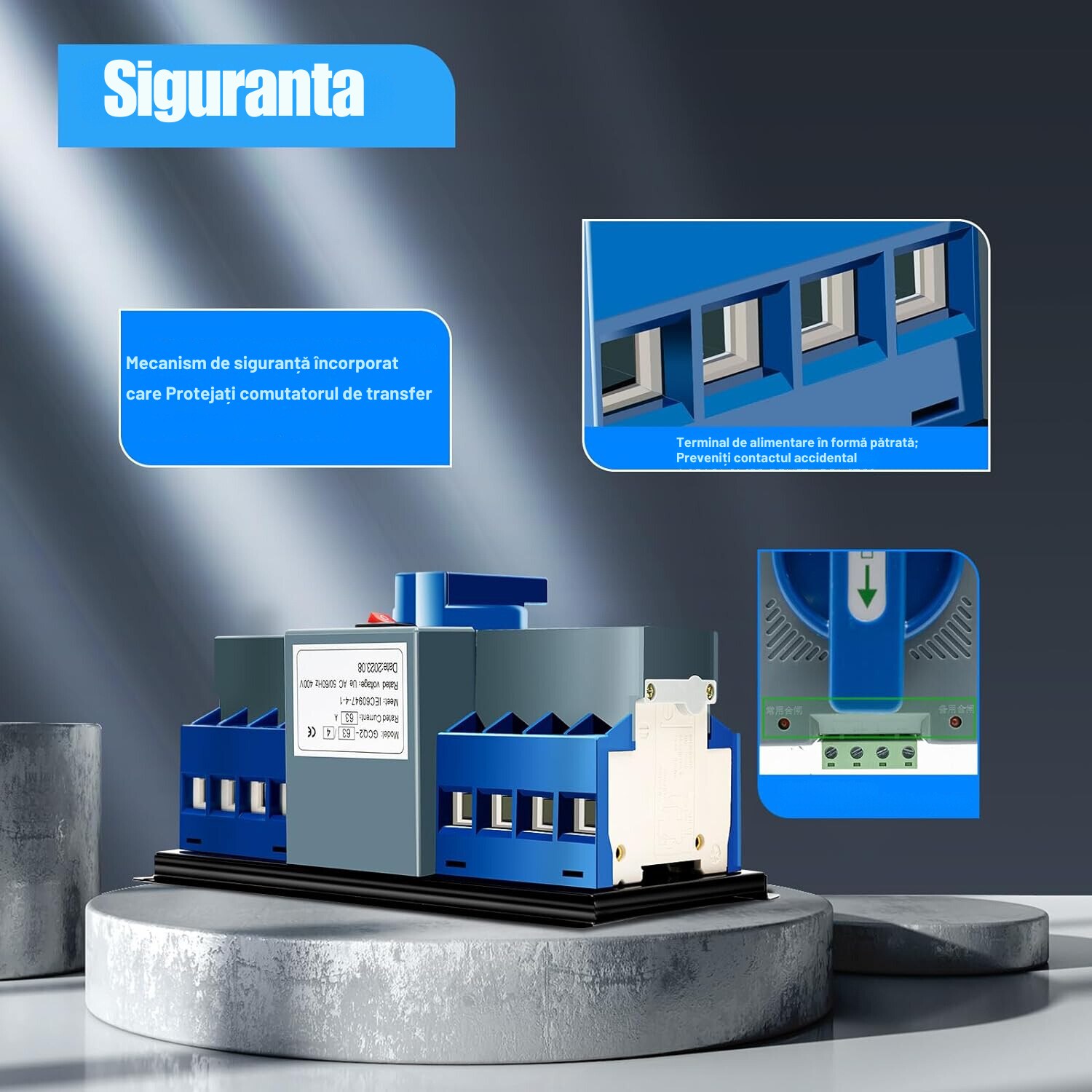 Comutator de transfer automat trifazic 4P retea sau sursa auxiliara ATS ...