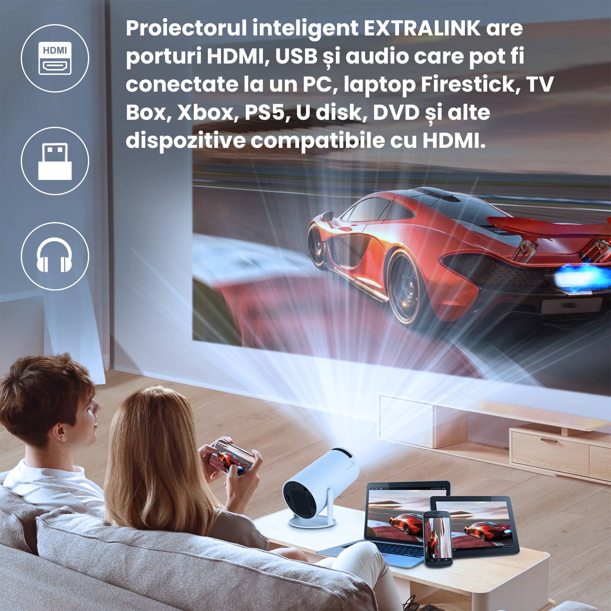 Videoproiector portabil, Extralink Smart Life Smart Projector, ESP-Mini ...