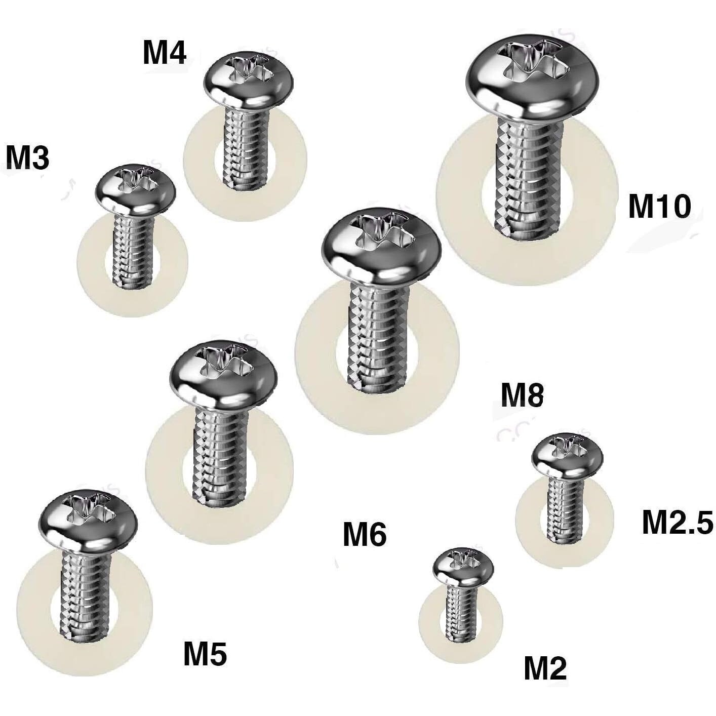 Set 500 saibe, Tovbmup, Plastic, M2-M10, 5-20 mm, Alb - eMAG.ro