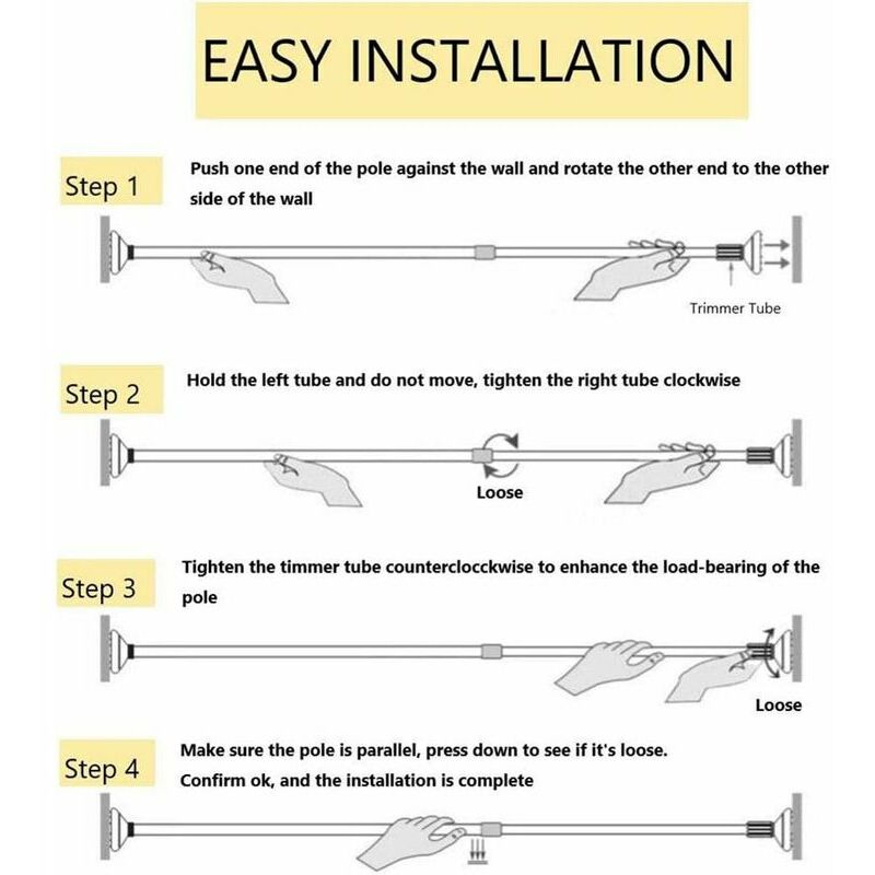 Tija de perdea extensibila fara gaurire, 30x240cm, alb - eMAG.ro