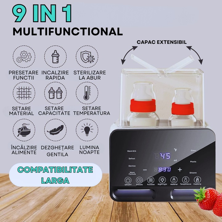 Incalzitor Dublu pentru biberoane, Multifunctional 9 in 1, Sterilizator ...