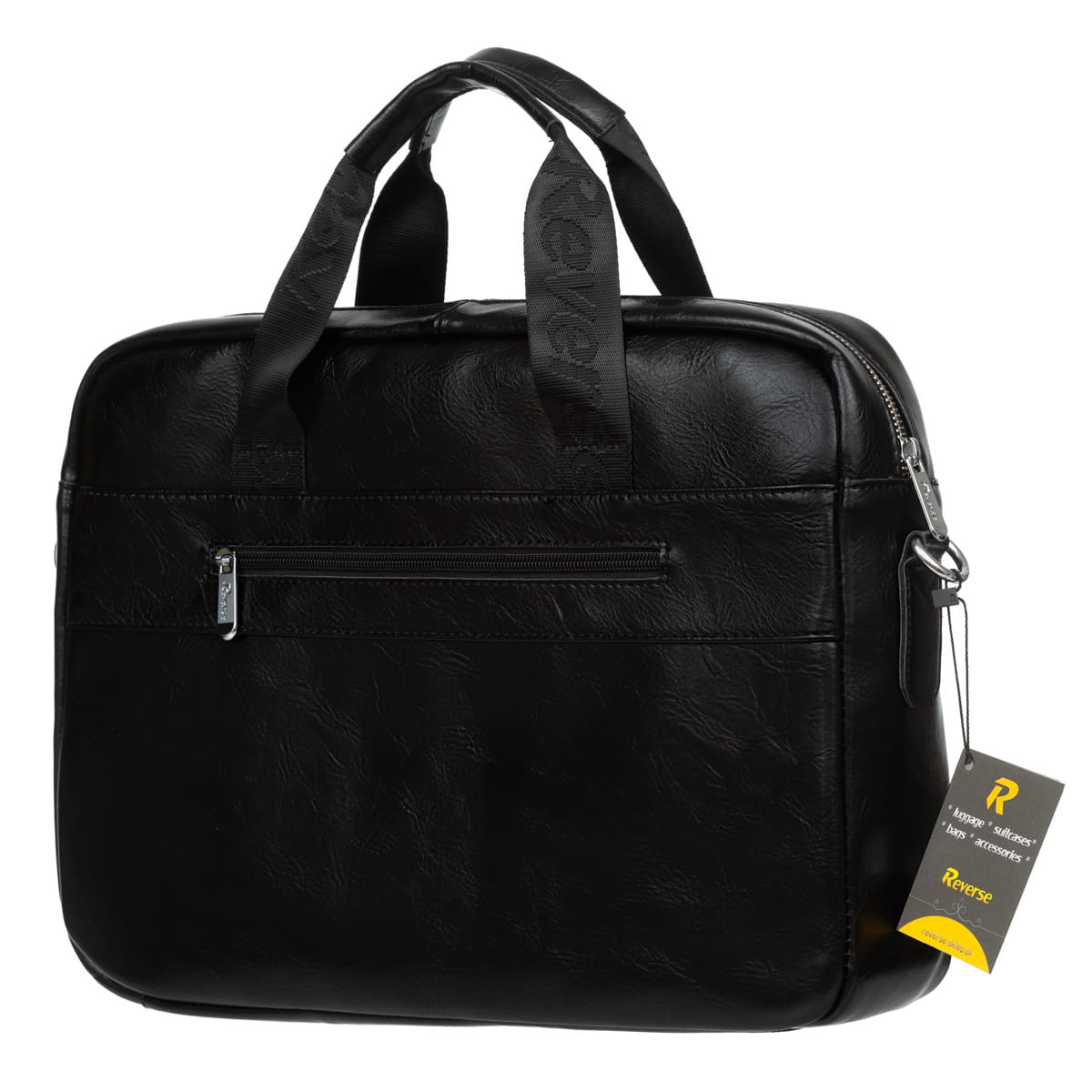 Geanta laptop, Reverse, piele naturala, compartimentata, negru, pentru ...