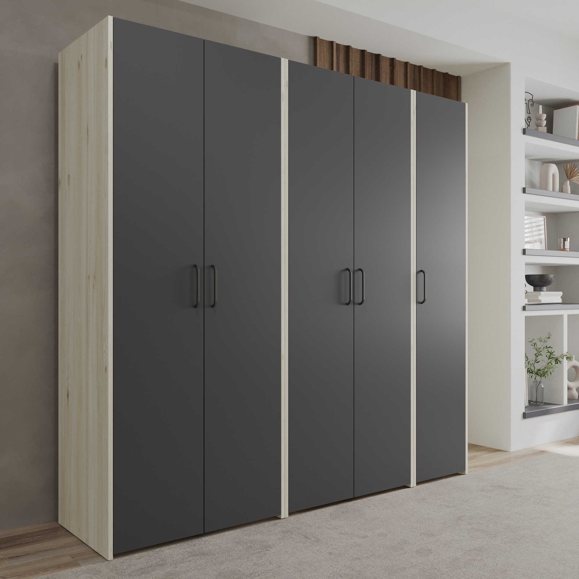 Dressing haaus Malmo V1, Stejar Alb/Antracit, L 204 cm - eMAG.ro