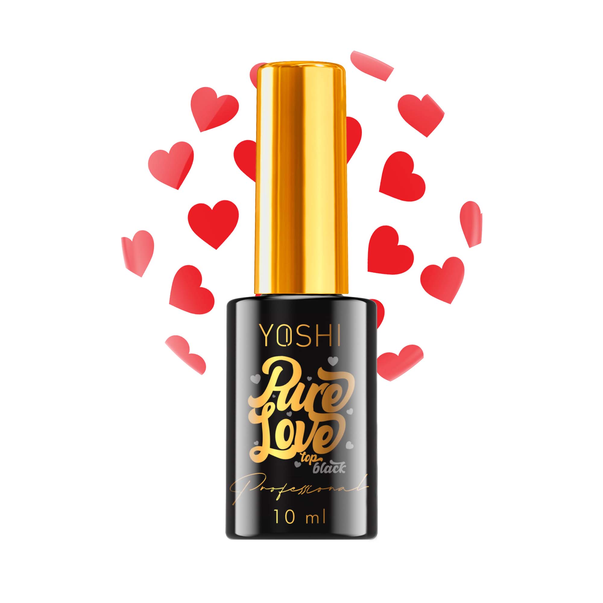 Top coat Yoshi PURE LOVE, particule in forma de inimioare, 10ml, Rosu - eMAG.ro