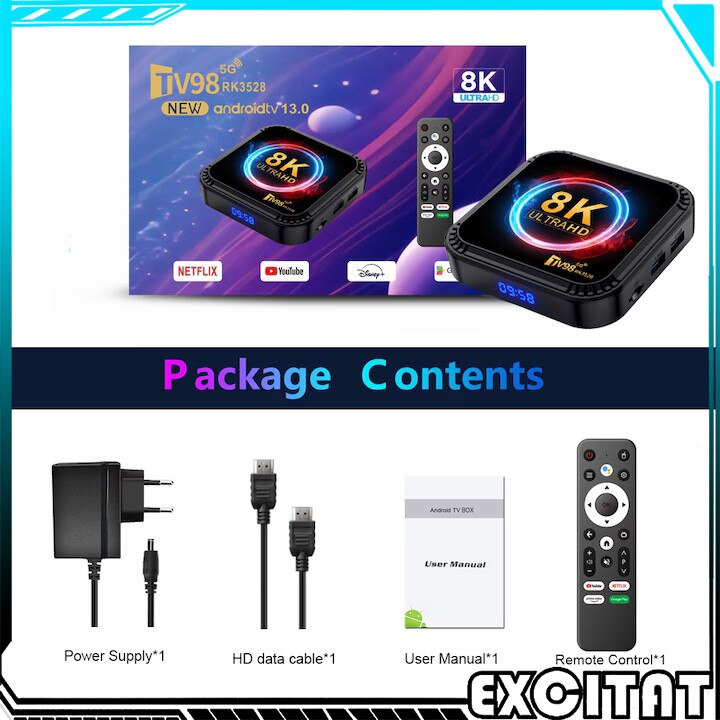Smart tv box, 8K Ultra HD, Quad core Cortex-A53, Android 13.0, 2.4G/5G ...