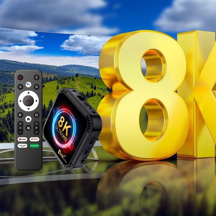 Smart tv box, 8K Ultra HD, Quad core Cortex-A53, Android 13.0, 2.4G/5G ...