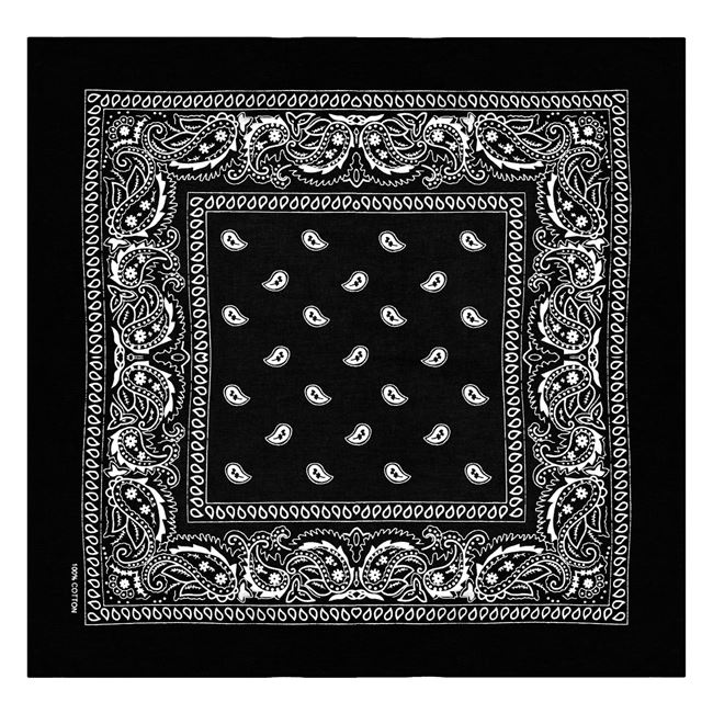 Bandana din Bumbac, Neagra, Model Paisley Alb, 54x54cm, BB-NMPA02 - eMAG.ro