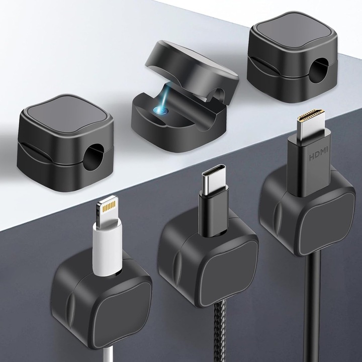 Set organizator magnetic pentru cabluri, adeziv, 3 buc, pentru birou ...