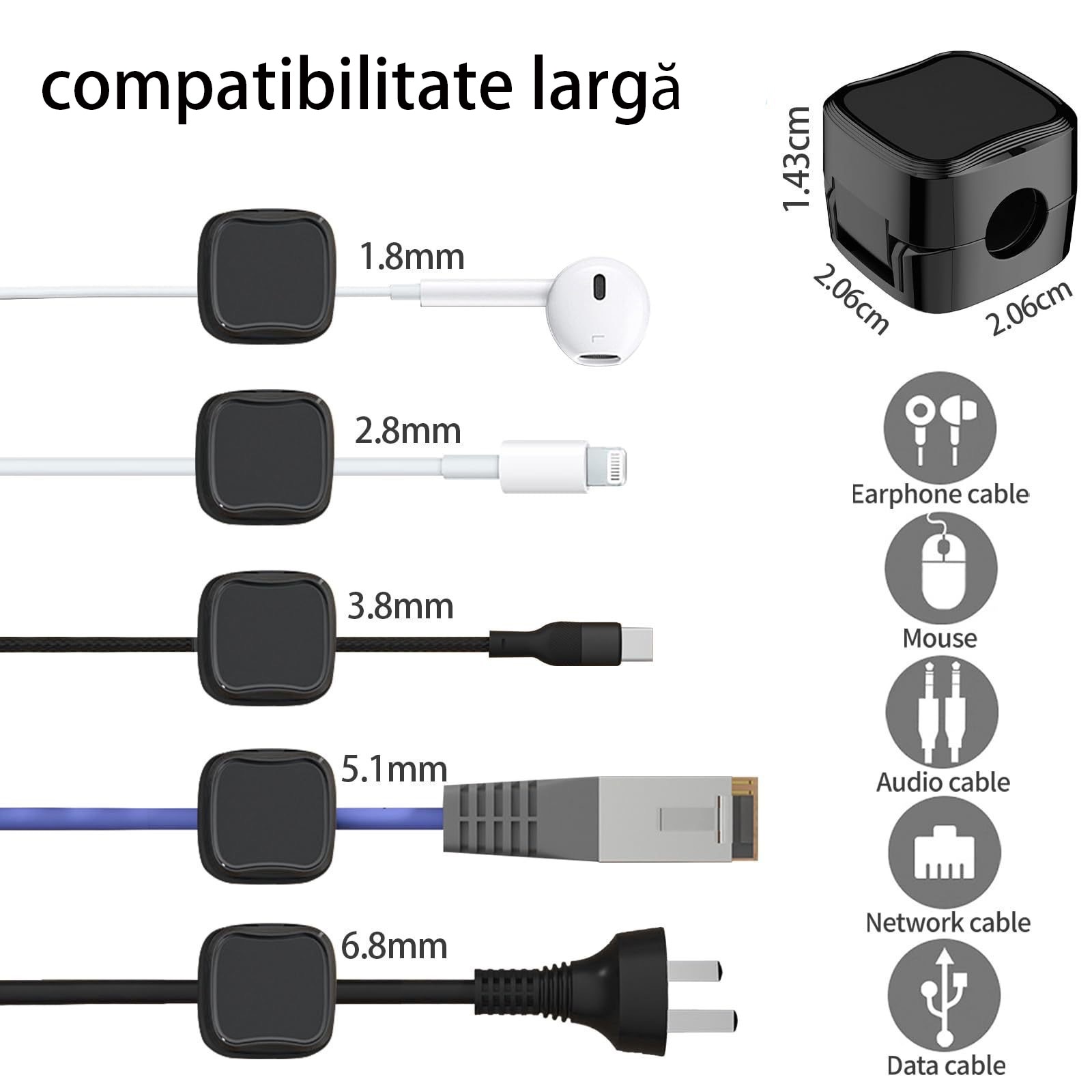 Set organizator magnetic pentru cabluri, adeziv, pentru birou/masina, 6 ...