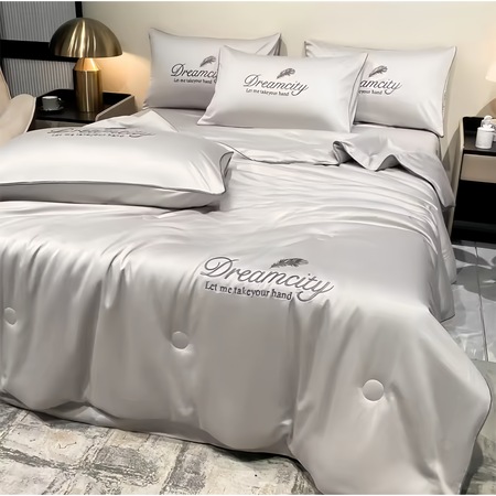 Lenjerie de pat, 4 piese, 2 fata de perna 50x70cm, Plapuma de vara ...