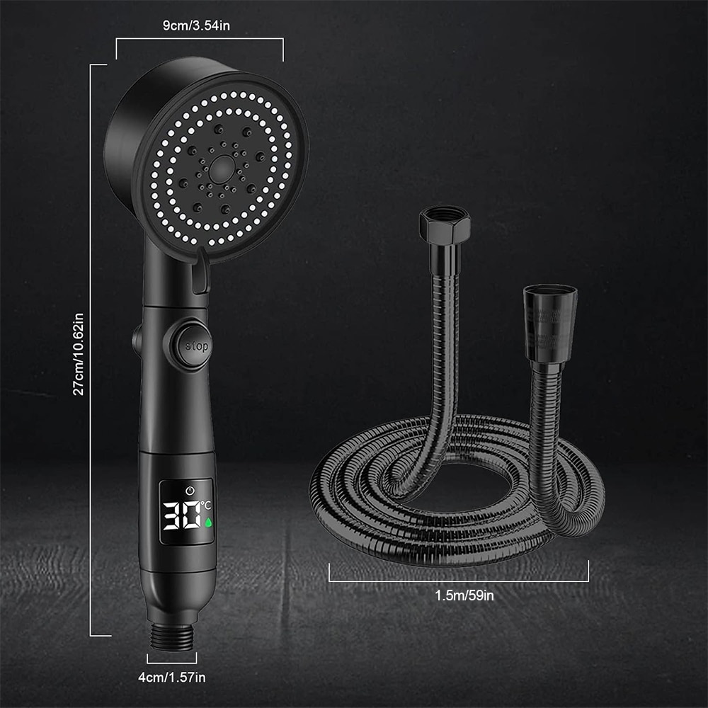 Set de Dus inteligent, JESWO®, cu afisaj digital al temperaturii, Cap ...