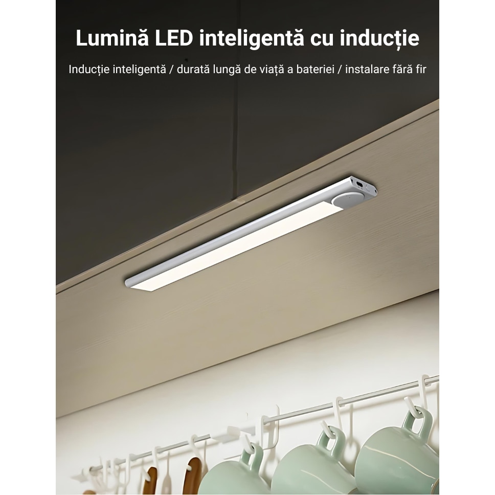 Set 2 lampi LED ULTRASLIM cu senzor de lumina si miscare, AHA PRINT ...