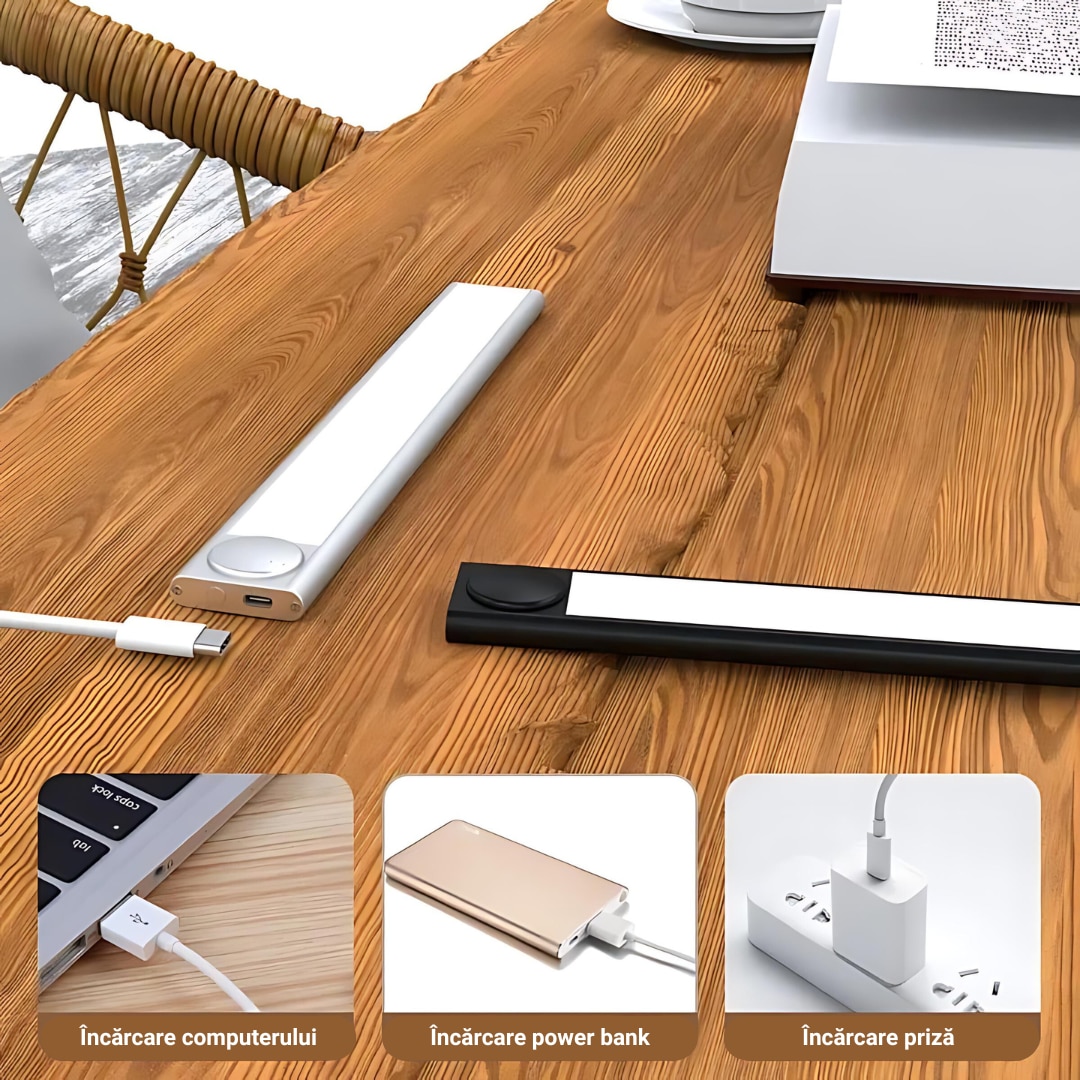 Set 2 lampi LED ULTRASLIM cu senzor de lumina si miscare, AHA PRINT ...