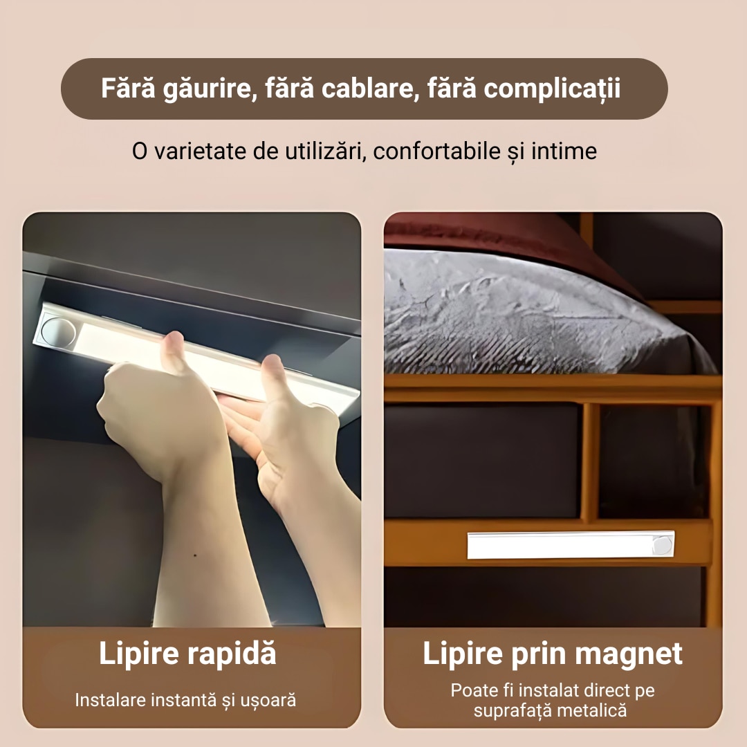 Set 2 lampi LED ULTRASLIM cu senzor de lumina si miscare, AHA PRINT ...