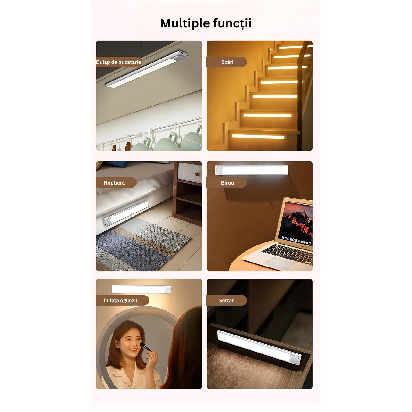 Set 3 lampi LED ULTRASLIM 0.9cm senzor de lumina si miscare, AHA PRINT ...