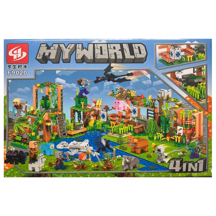 Set de constructie Minecraft 4 in 1, MyWorld, 398 piese - eMAG.ro