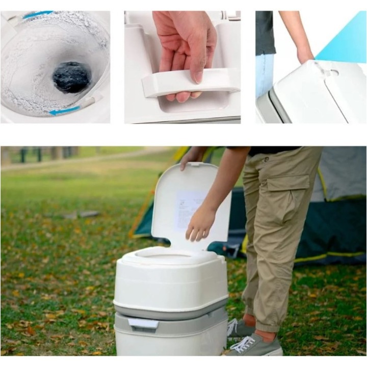 Toaleta Portabila Ecologica, cu Pompa Apa cu Piston, Evacuare Dubla a ...