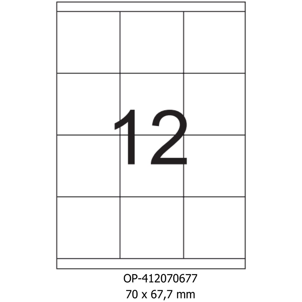 Etichete albe autoadezive 12/A4, 70 x 67,7 mm, 100 coli/top, Optima ...