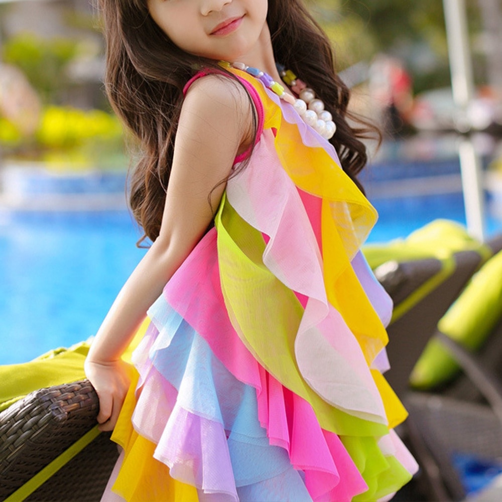 Rochie fetite QttvbTna, poliester, curcubeu, 110 - eMAG.ro