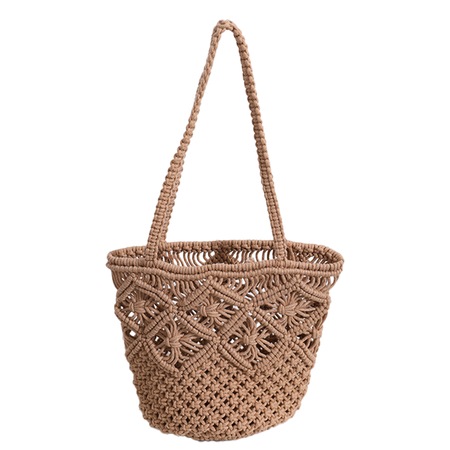 Geanta de umar, pentru plaja, crosetata, bumbac, 29x3x22cm, maro - eMAG.ro