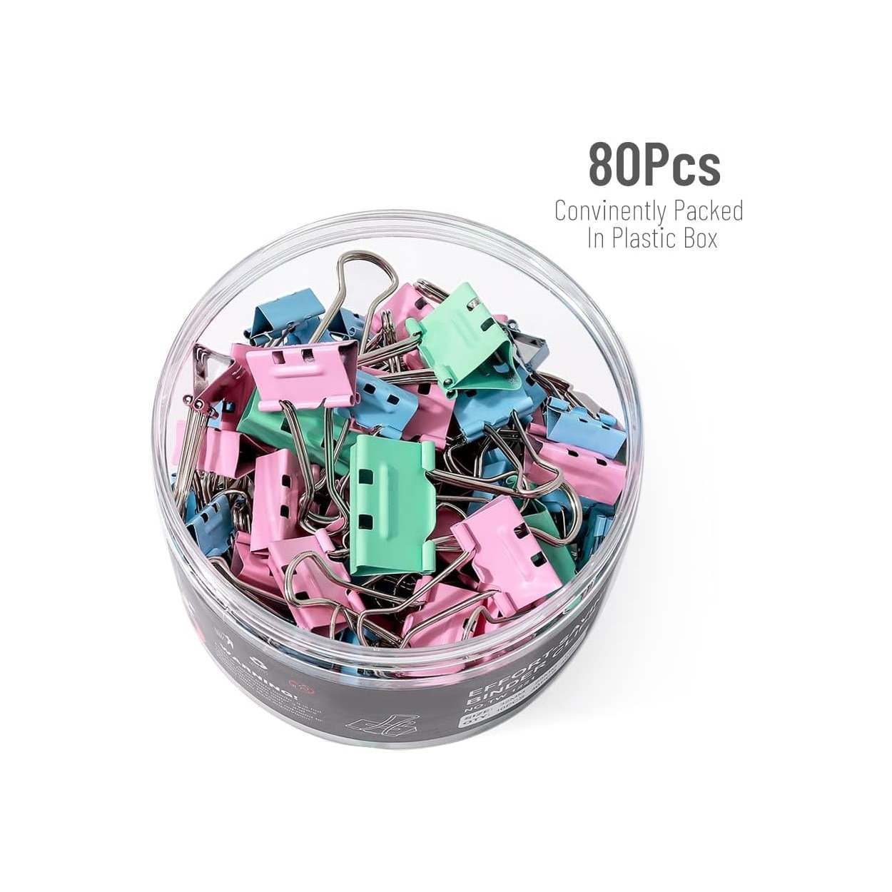 Set 80 de clipsuri, 32 mm/25 mm/19 mm, Metalice, Verde/Albastru/Roz ...