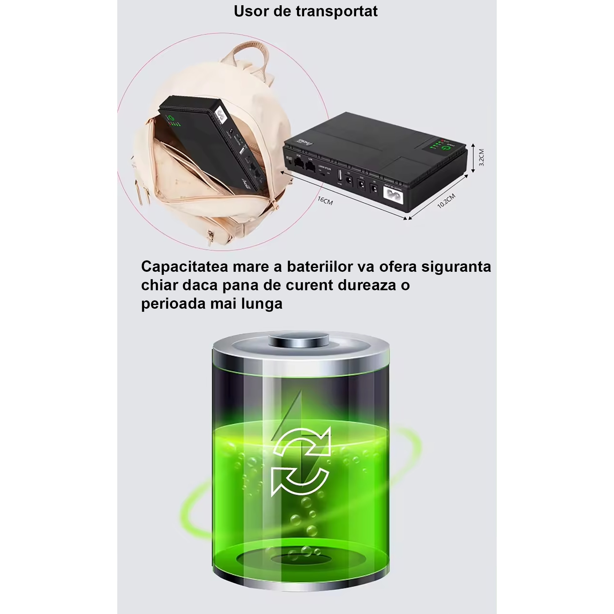 UPS рутер DC1036P / системи за охранителна камера, 10400mAh, 36W, изход ...