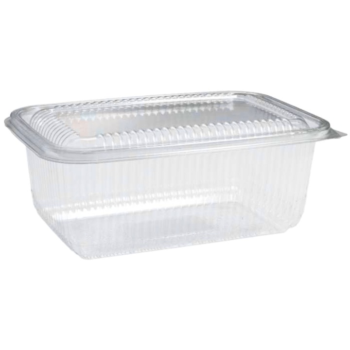 Set 100 caserole transparente din PET, cu capac atasat, 1000 ml - eMAG.ro