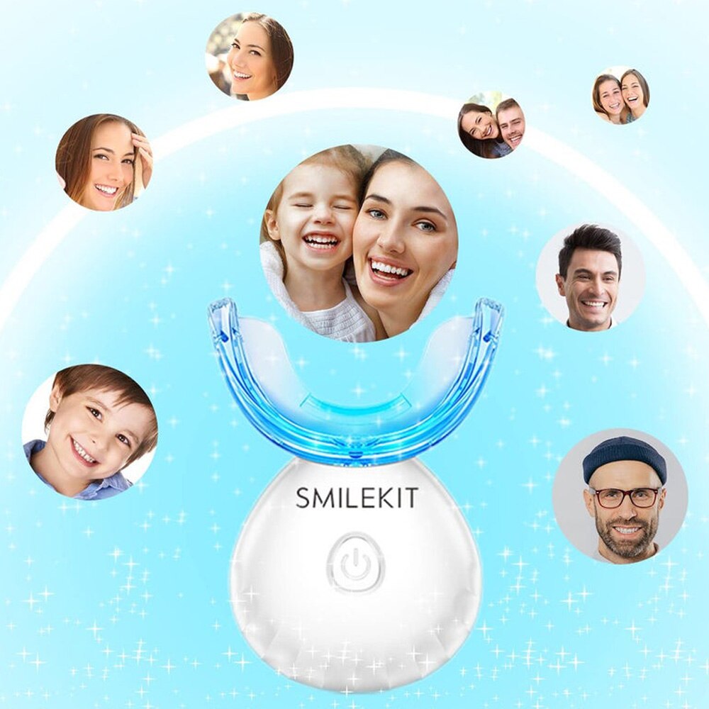 Kit profesional de albire a dintilor cu LED, WALALLA, reincarcabil prin ...