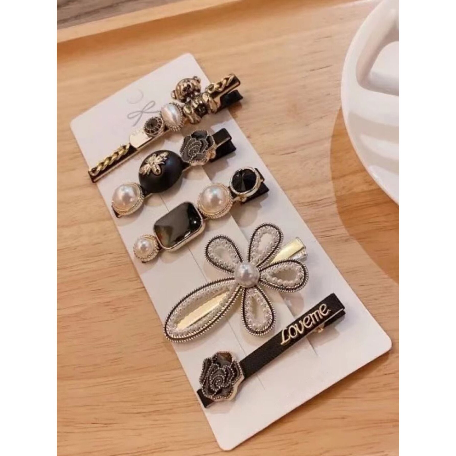 Set 5 agrafe de par, elegante, divere modele, Negru si Alb 6-8 cm - eMAG.ro