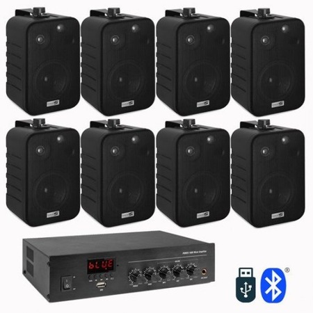 Sistem sonorizare restaurant 8 boxe negre, bluetooth, USB, FM - eMAG.ro