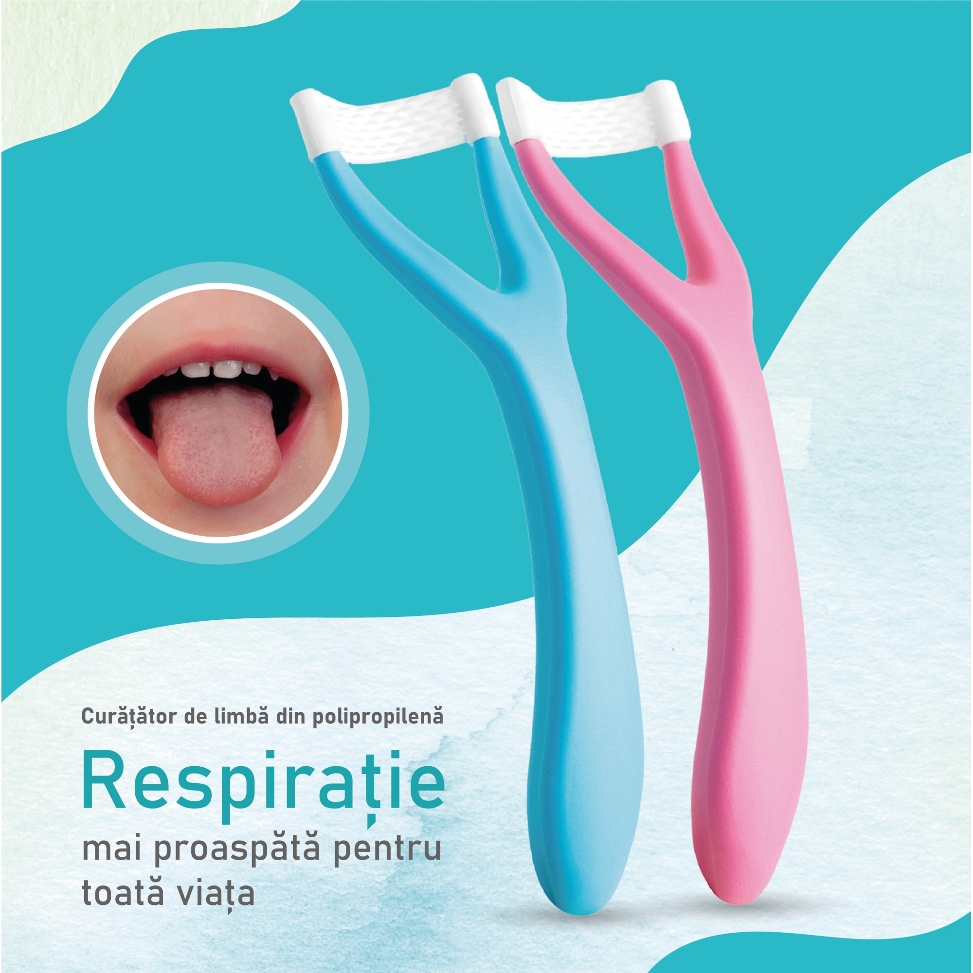 Set 2 Dispozitive De Curatare Limba, Compacte, Mizuha, Roz/Albastru ...