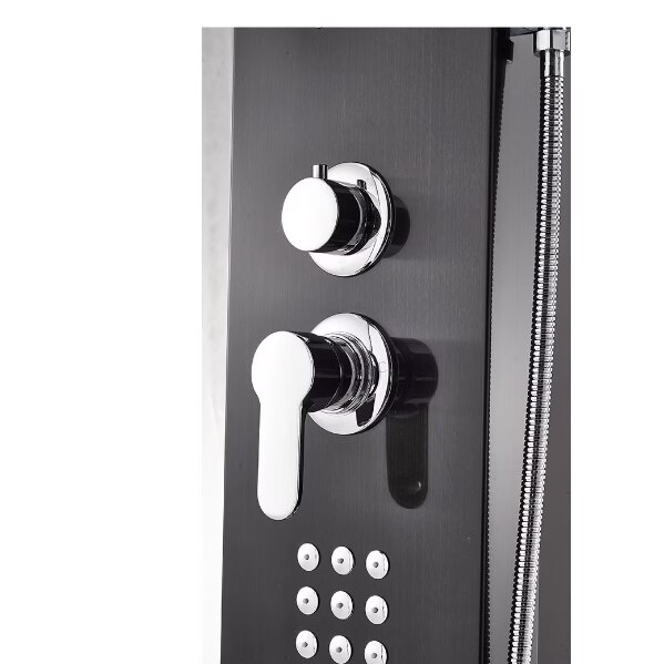 Panou dus hidromasaj inox 4 functii negru lucios - eMAG.ro
