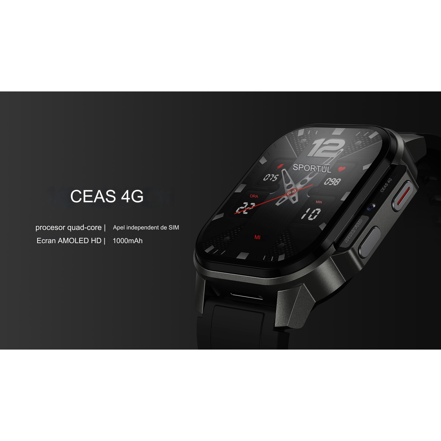 Smartwatch idealSTORE EasySIM®, Ecran AMOLED 2.13 inch, camera Foto ...