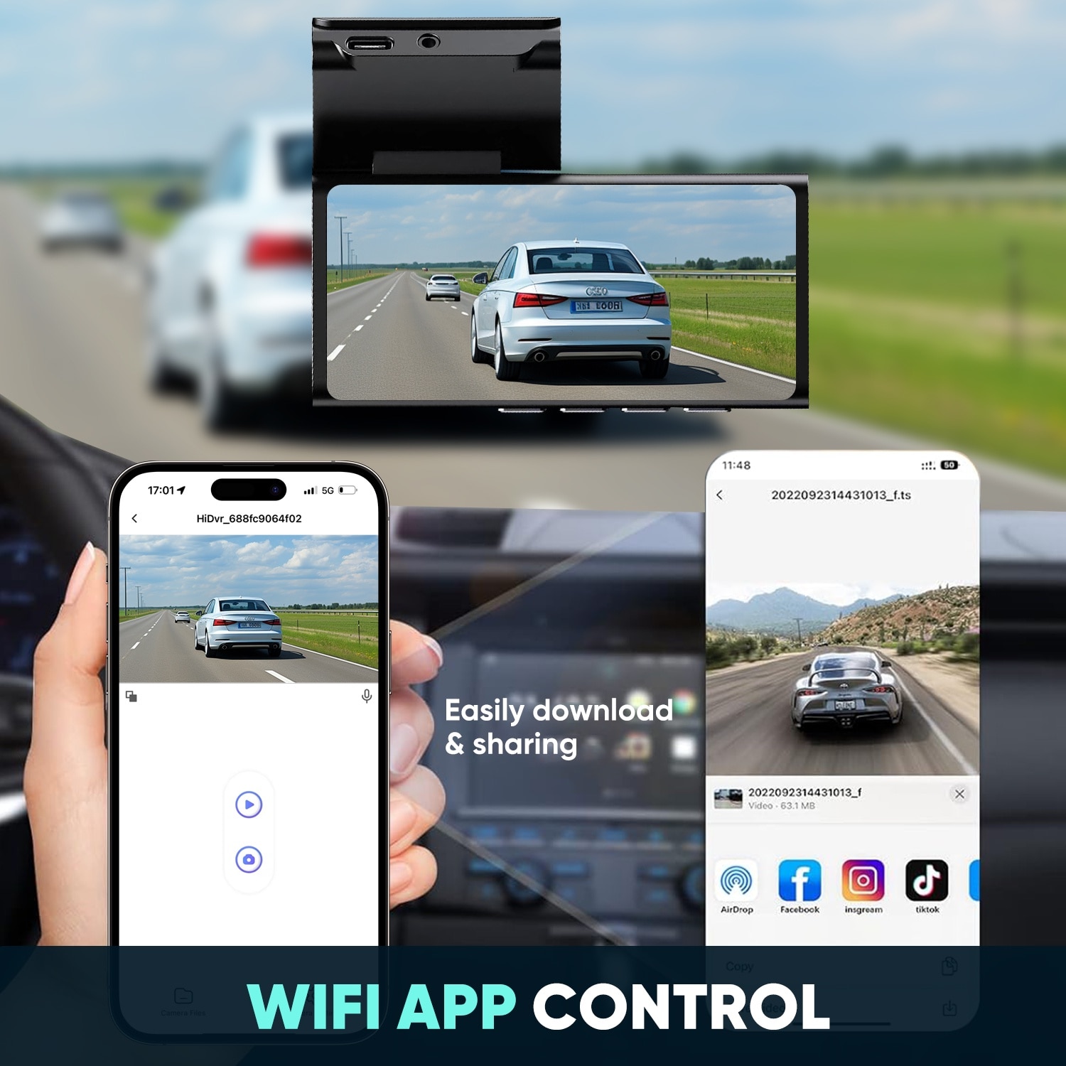 Camera Auto DVR, DEYKAY, Ecran Tactil HD 3.7inch, 2 Lentile(Fata 2K HD+ ...